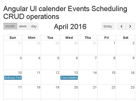 CRUD Operations On AngularUI Calendar