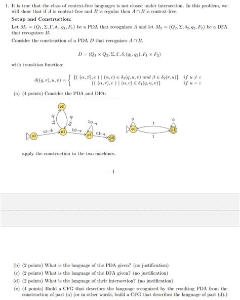 solved 1 it is true that the class of context free