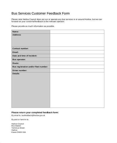 Free 19 Sample Service Feedback Forms In Pdf Word Excel