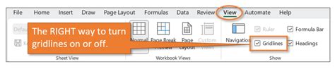 Turn Gridlines On Or Off Excel Campus