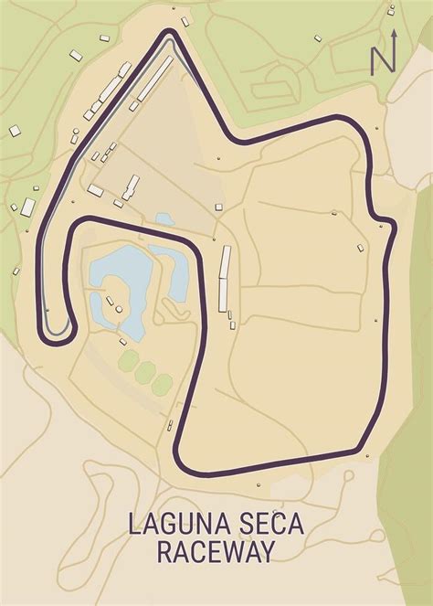 The Image Depicts A Detailed Map Of The Laguna Seca Raceway A Renowned