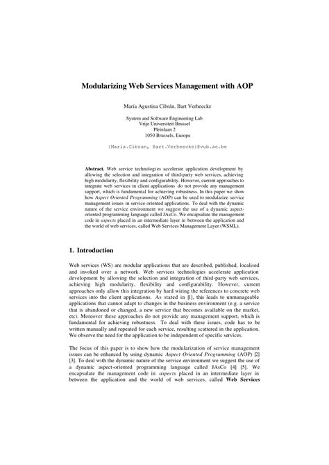 Pdf Modularizing Web Services Management With Aop