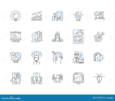 Game Planning Line Icons Collection Strategy Tactics Analysis Preparation Brainstorming