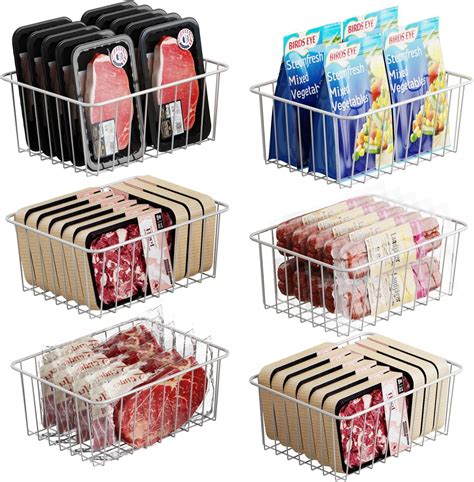 Ispecle Upright Freezer Organizer Bins 6 Pack Small Stand