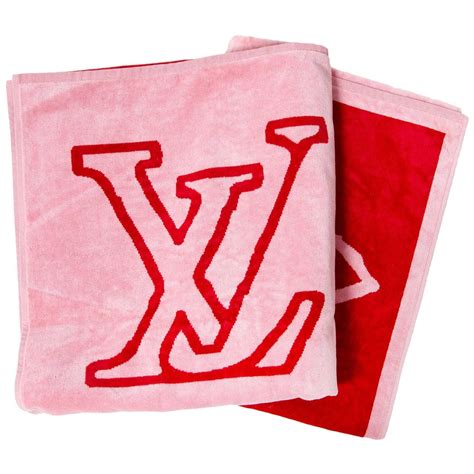 Louis Vuitton Red Pink Monogram Beach Towel Monogrammed Beach Towels