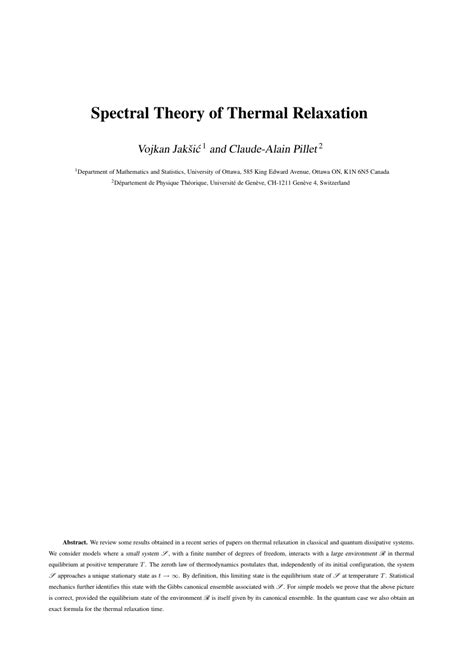 Pdf Spectral Theory Of Thermal Relaxation