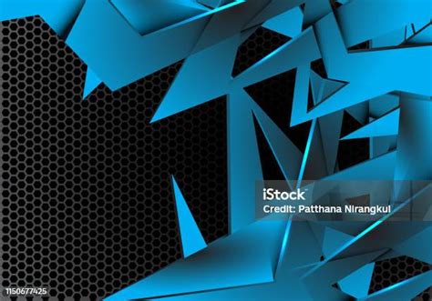 회색 금속 육각형 메쉬 패턴 디자인 현대 미래 배경 벡터 일러스트 레이 션에 추상 블루 다각형 오버랩 0명에 대한 스톡 벡터 아트 및 기타 이미지 Istock