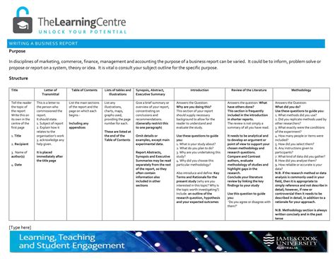 Free Printable Business Report Templates Word Excel Pdf Example
