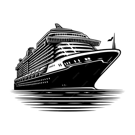 Premium Vector Big Cruise Ship Clip Art Flat Monochrome Vector