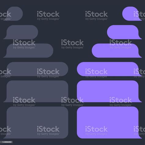 다양한 메시지 거품을 비워 둡니다 채팅 또는 메신저 음성 거품 Sms 텍스트 프레임 단문 메시지 전송 다크 모드 벡터 일러스트 레이 션 전자메일에 대한 스톡 벡터 아트 및