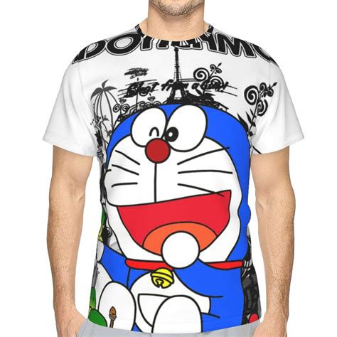Doraemon Unisex T Shirts 3d Printed Round Short Sleeve Athletic Tops