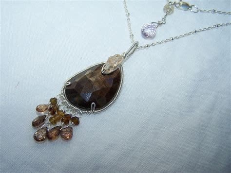 Chocolate Sapphire Briolette Rose Cut Faceted Slice Sterling Silver