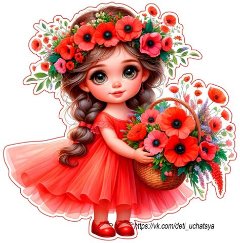Девочка с маками на 4 6 и 12 листов Не забываем нажать на 2025 Учимся играя ВКонтакте