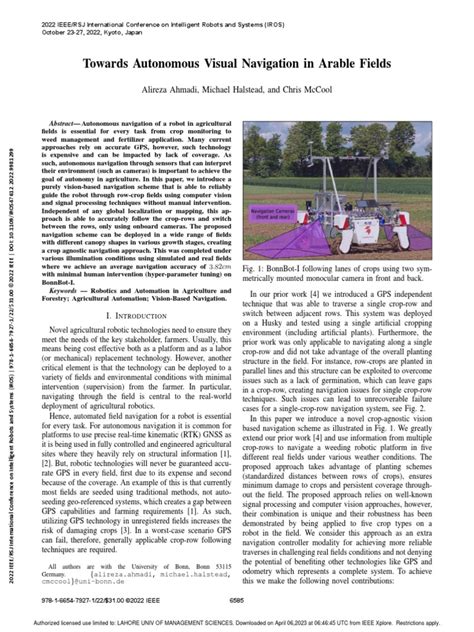 Towards Autonomous Visual Navigation In Arable Fields Pdf Computer