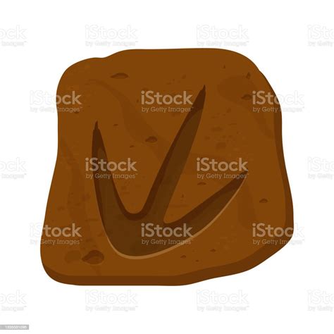 공룡 화석 발 인쇄 흰색 배경에 고립 만화 스타일의 파충류 발 흔적 고고학 및 고생물학 발견 벡터 일러스트레이션 공룡에 대한