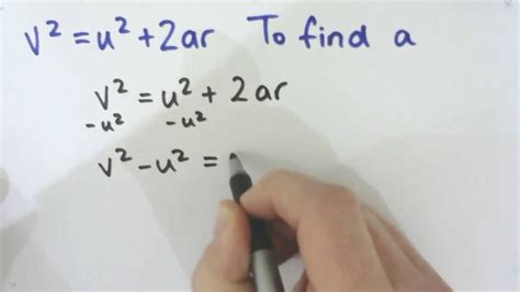 Finding A In Equation V2 U2 2ar Youtube