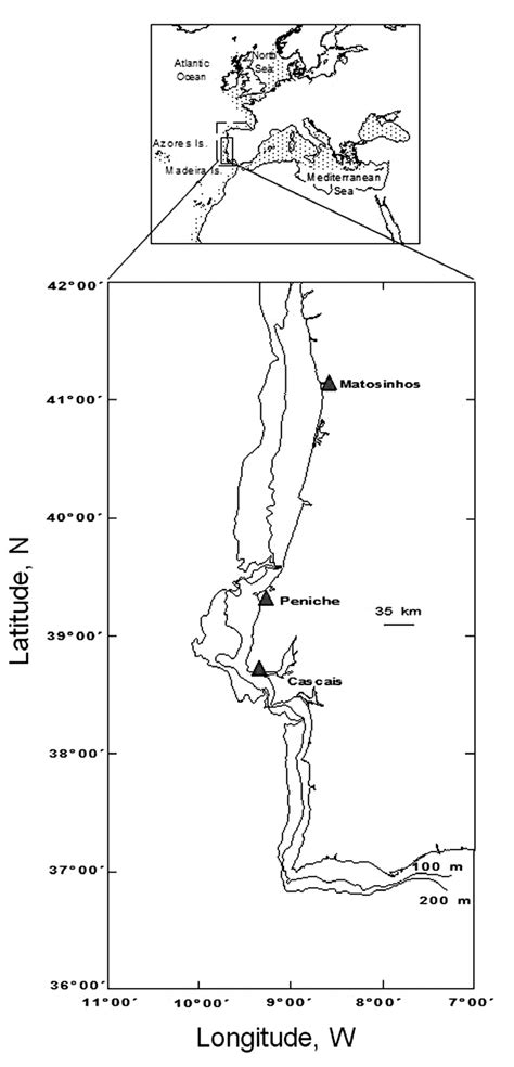 Map Of The Study Area With The Location Of Sampling Ports Download Scientific Diagram