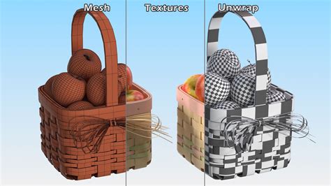 Wicker Baskets With Products Collection D Model Ds Fbx Obj Ma Max C D Free D