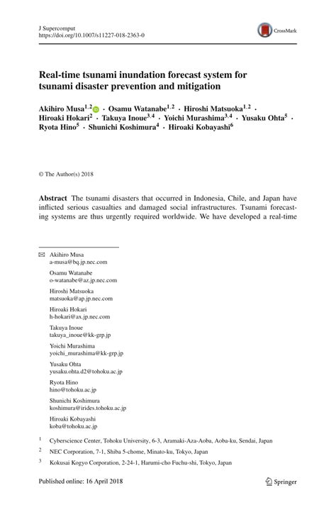 Pdf Real Time Tsunami Inundation Forecast System For Tsunami Disaster