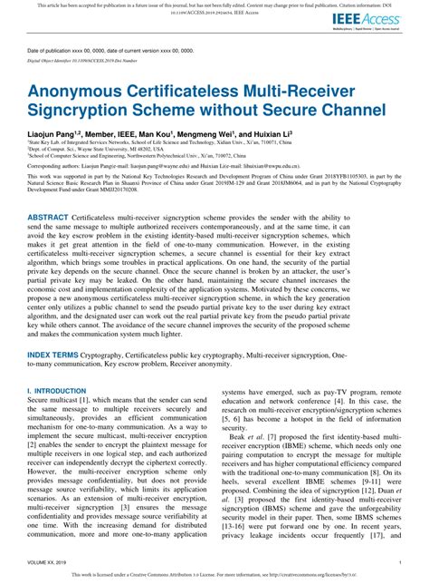 pdf anonymous certificateless multi receiver signcryption scheme