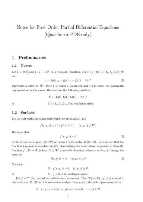 Notes For First Order Partial Differential Equations