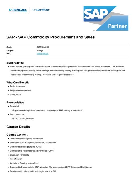 Sap Commodity Procurement And Sales Pdf