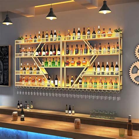 59 71 79 94 118 Metal Wine Rack Wall Mounted Modern Bar