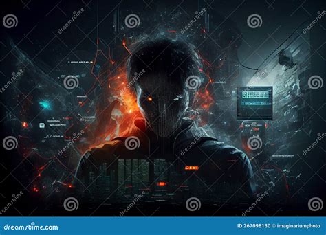 Hacker Attacking System And Computer Security Is Under Attack Stock