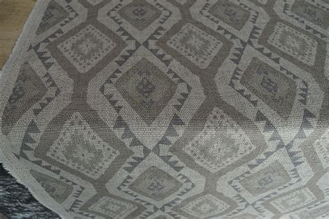 Fabric Upholstery Beige Natural Aztec Design Hessian Look Chenille