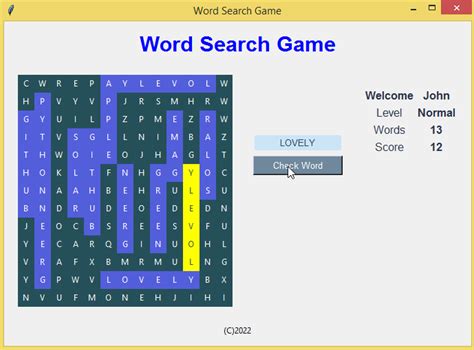 Word Search Game In Python Free Source Code Sourcecodester
