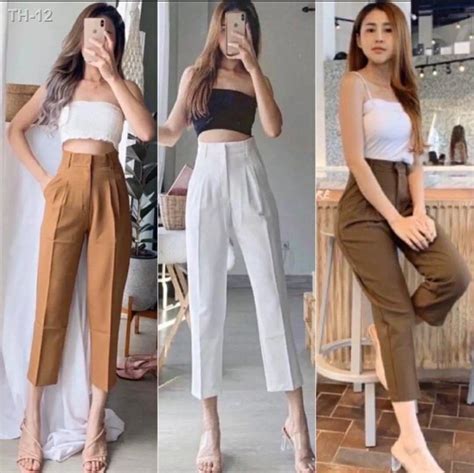 กางเกงทรงบอย กางเกงยีนส์ผู้หญิง ยีนส์หญิงทรงกระบอกเล็ก สียีนส์ฟอกสนิมชีดพ่นด่างแต่งขาด Top 6