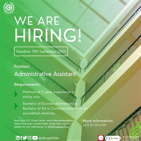 We Are Hiring Administrative Assistant Accra Campus International