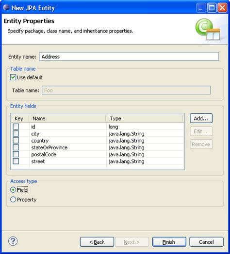 Creating A Jpa Entity