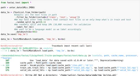 Textlmdatabunchload Raise Notadirectoryerror Part 1 2019 Fastai Course Forums