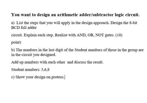 Solved You Want To Design An Arithmetic Adder Subtractor Chegg