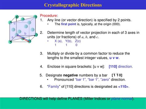 Ppt Crystallographic Points Directions And Planes Powerpoint