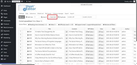 Wordpress Bulk Edit Advanced Custom Fields In A Spreadsheet