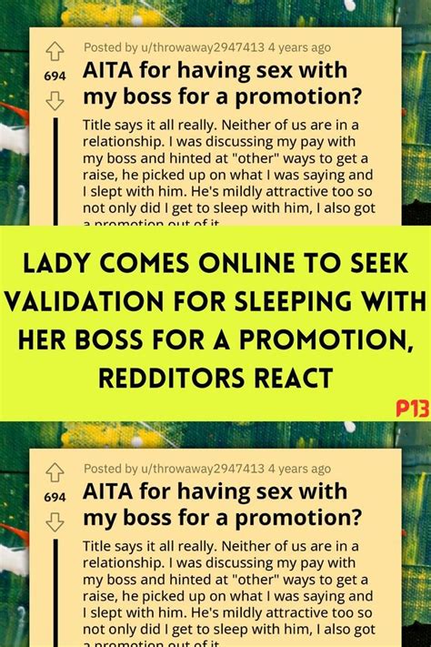 Lady Comes Online To Seek Validation For Sleeping With Her Boss For A Promotion Redditors React