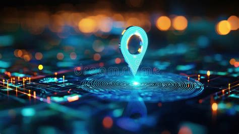 Luminous Geospatial Map Location Marker Floating Over Gps Tech