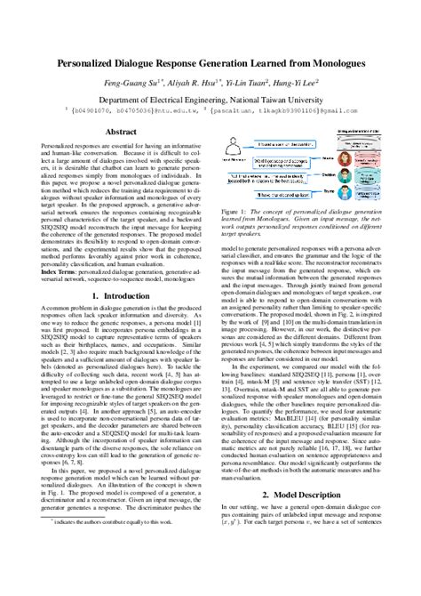 Pdf Personalized Dialogue Response Generation Learned From Monologues