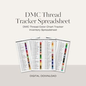 DMC Thread Color Chart Tracker Inventory Spreadsheet Etsy