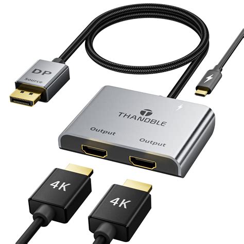 Thandble Displayport To Dual Hdmi Adapter 4k 60hz Dp To Hdmi Splitter