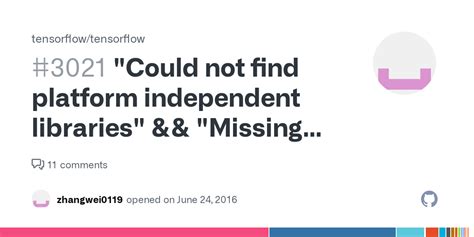 Could Not Find Platform Independent Libraries Andand Missing Input File