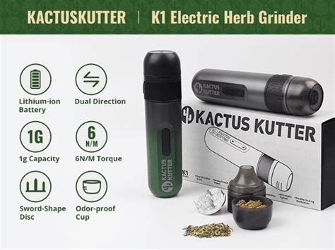 Kactuskutter K1 Electric Herb Grinder Battery Powered Automatic Portab