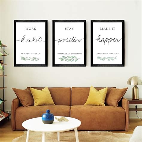 Set Of 3 Framed Inspirational Wall Art For Bedroom12x16