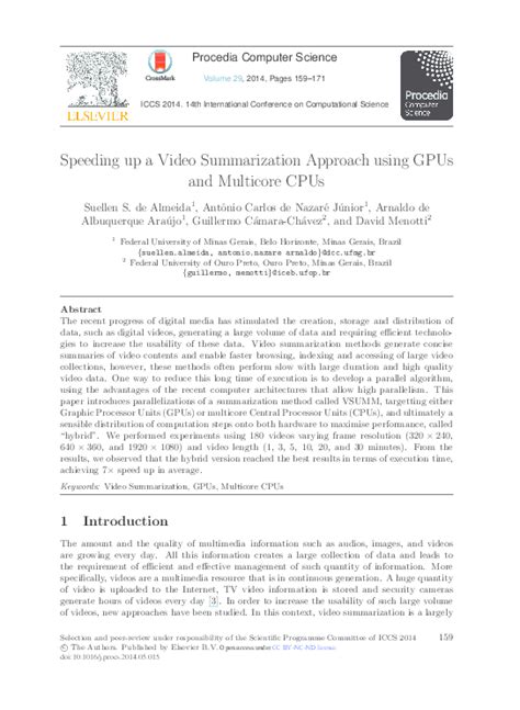 Pdf Speeding Up A Video Summarization Approach Using Gpus And