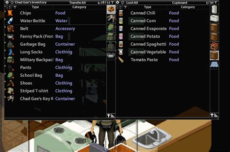 Reorder Containers Backpack Orders Project Zomboid Interface