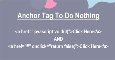 How To Make An Anchor Tag To Do Nothing Studyzone U