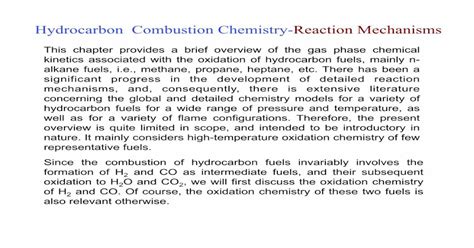 Pdf Hydrocarbon Combustion Chemistry Reaction Combustion Chemistry