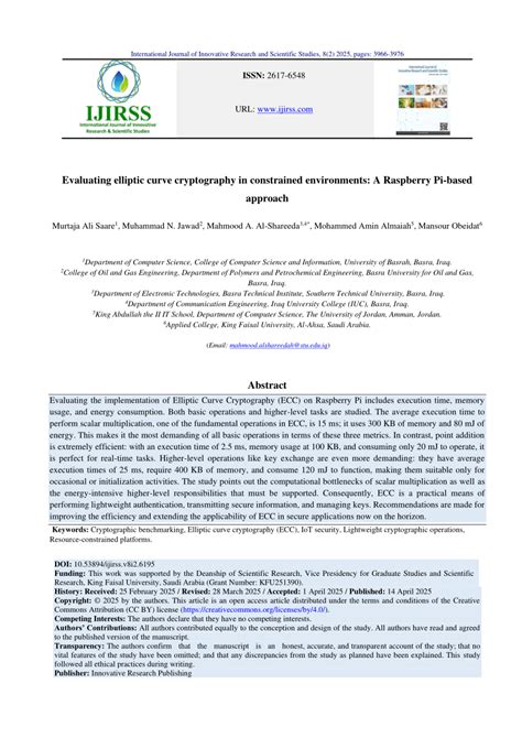 Pdf Evaluating Elliptic Curve Cryptography In Constrained